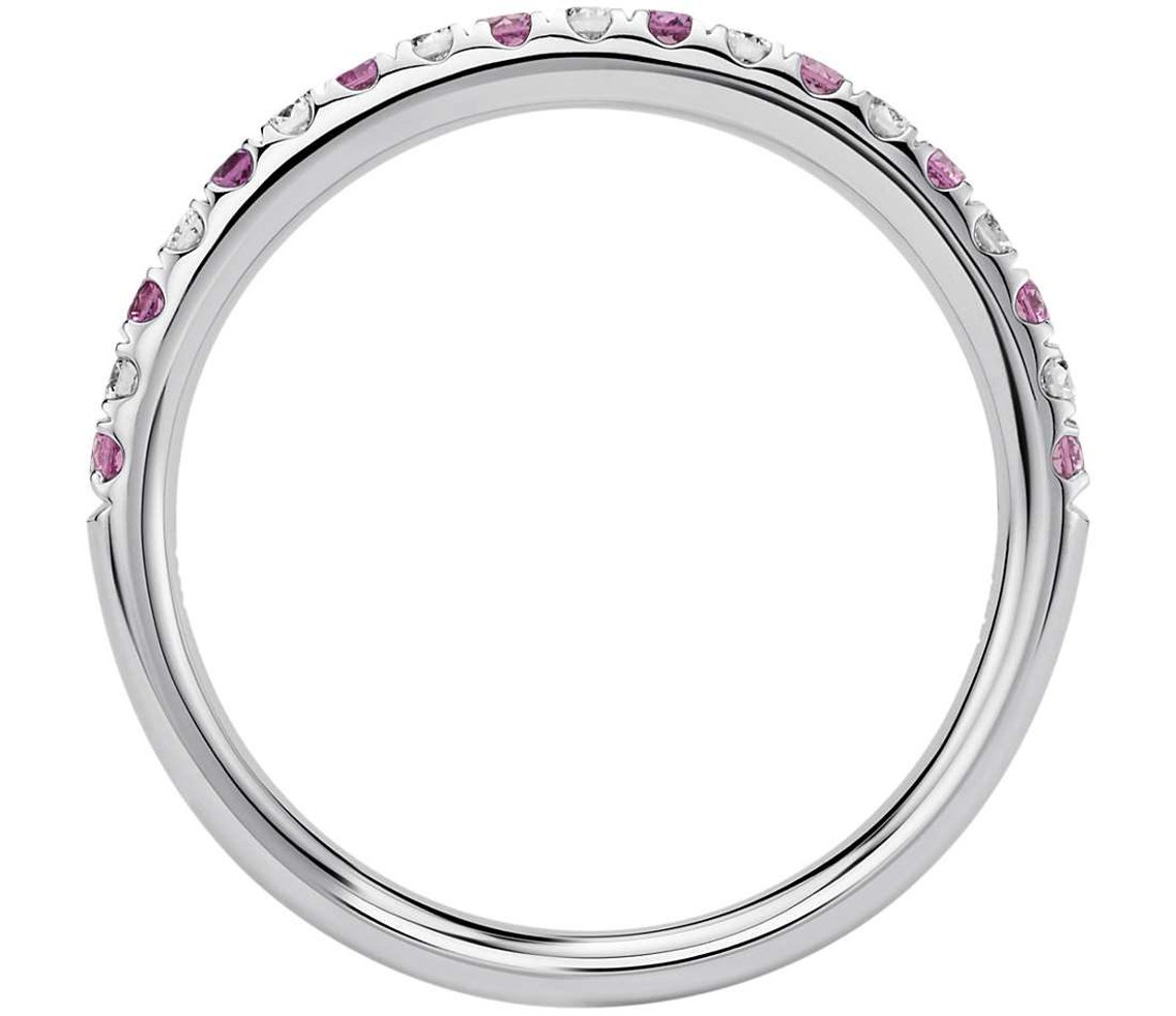 Diamonds and Pink Sapphires 14k Gold Half Eternity Ring. | Etsy