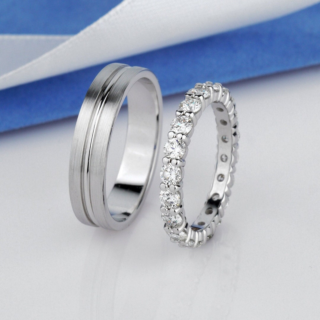 Gold Wedding Rings Set Bands With Diamonds. His and Hers Wedding Bands ...
