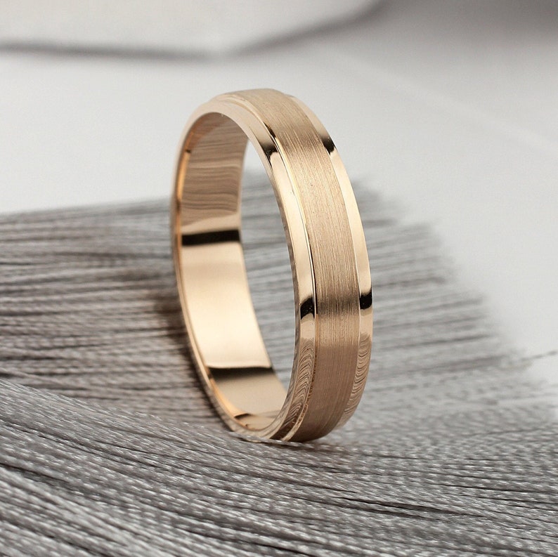 Mens Wedding Band 5mm. Matte Gold Wedding Band for Men. Mens | Etsy