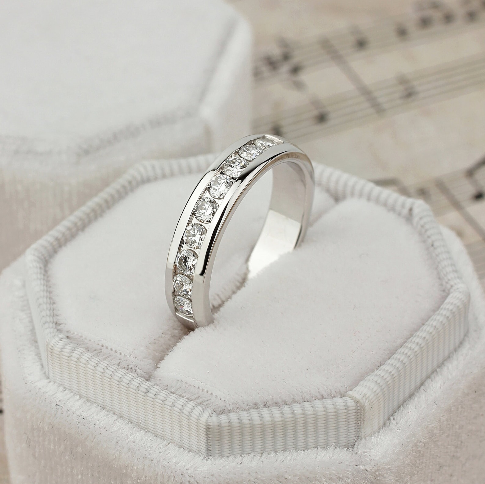 Matching Wedding Bands Set With Diamonds. His and Hers Wedding - Etsy