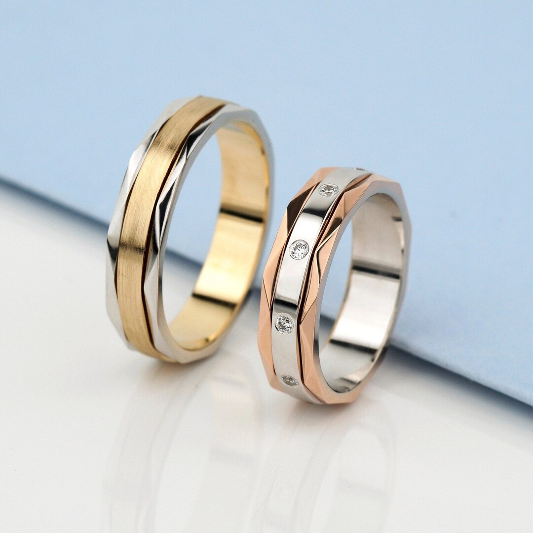 His and Hers Wedding Bands Set. Matching Wedding Rings. Couple Wedding ...
