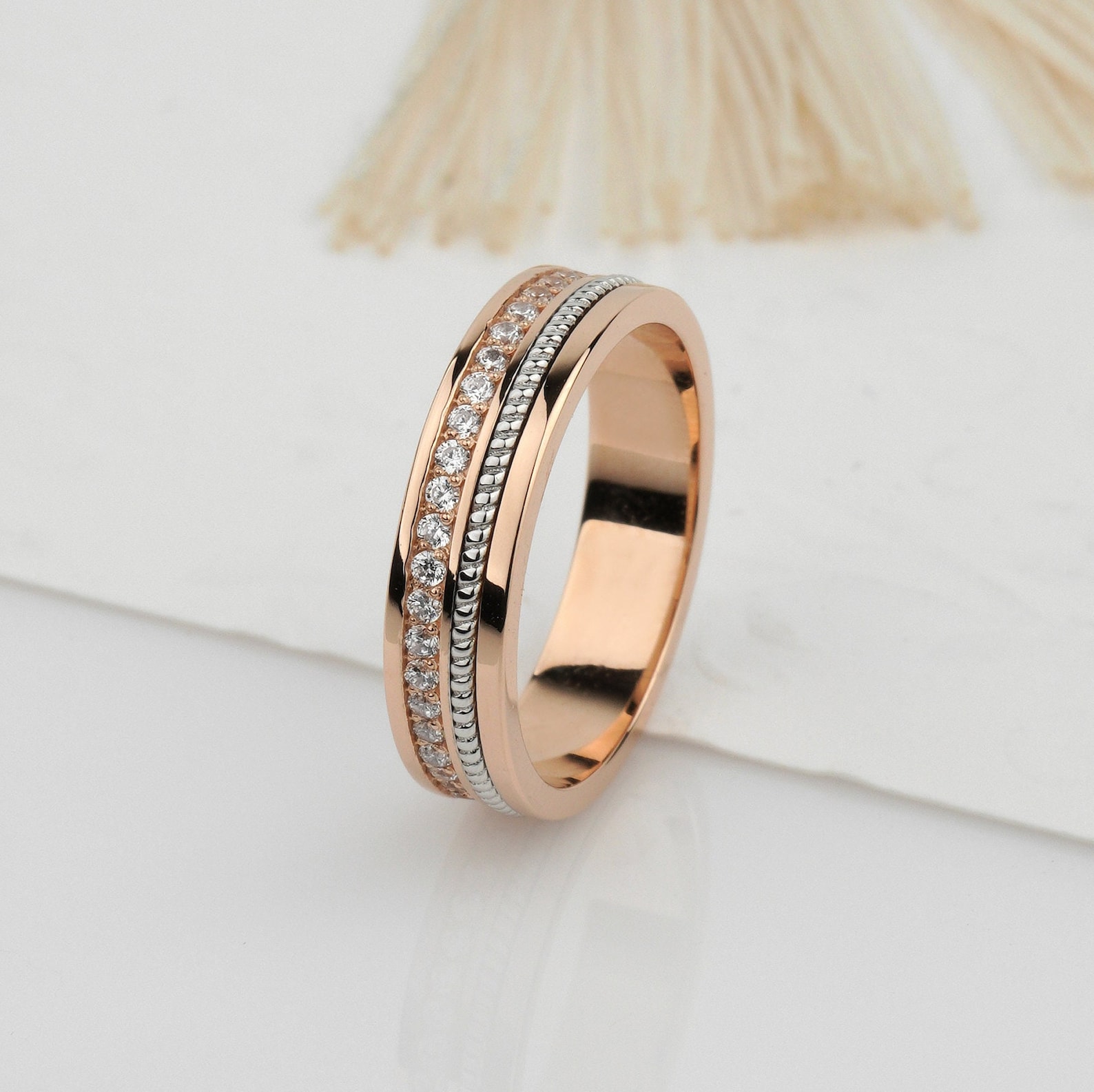 Unique Gold Women's Wedding Band. Gold Wedding Ring for - Etsy