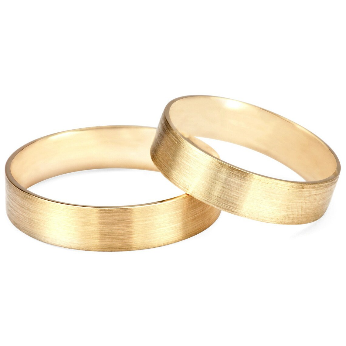14k Gold Matte Brushed Wedding Bands. Gold Wedding Bands. - Etsy