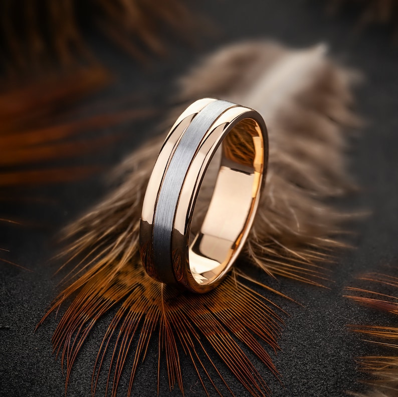 Two Tone Men's Wedding Band. Ring for Men. Wedding Ring. Male Wedding ...