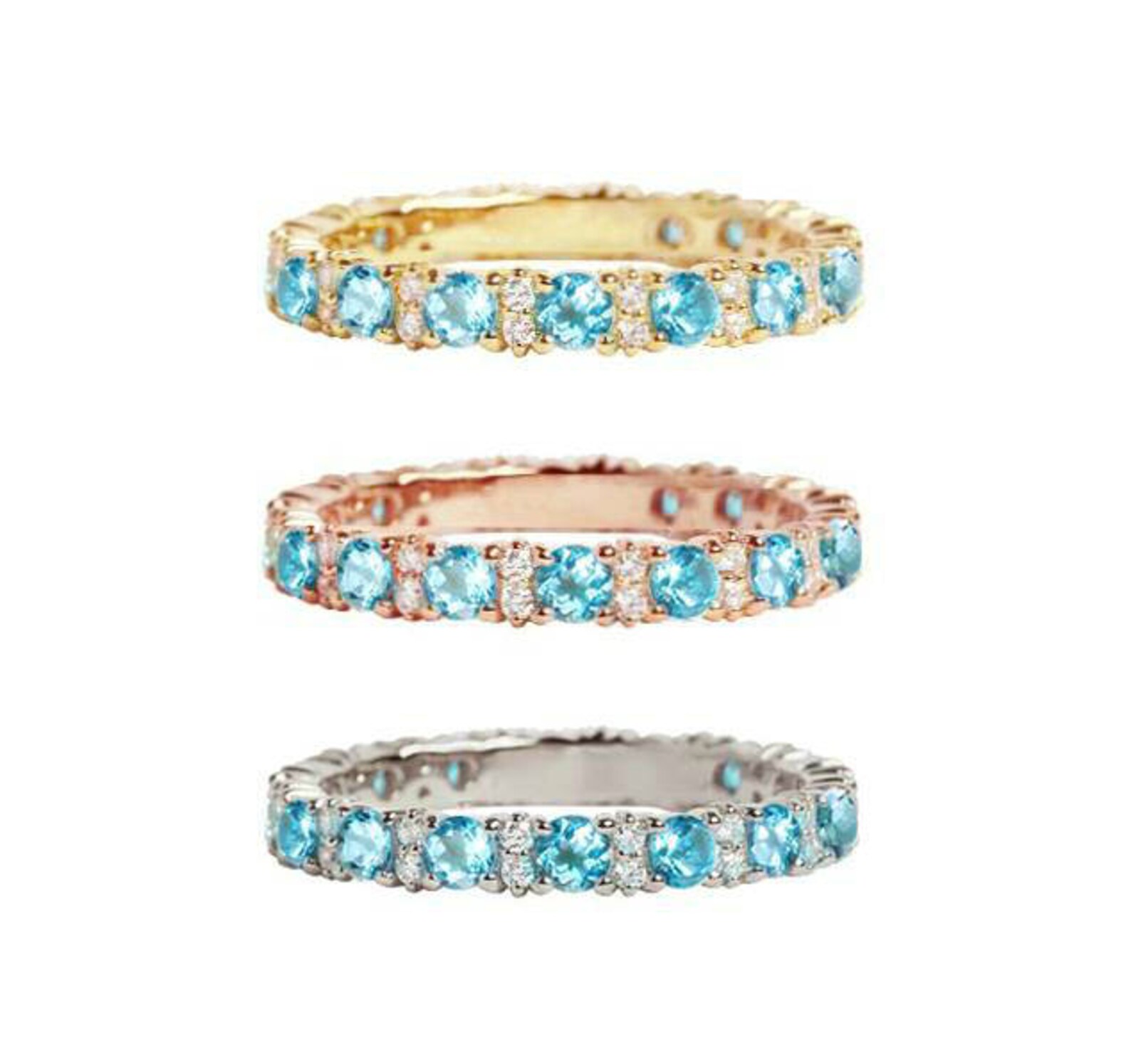 Blue Topaz Eternity Ring. Stacking Ring. Topaz Ring. Stackable | Etsy