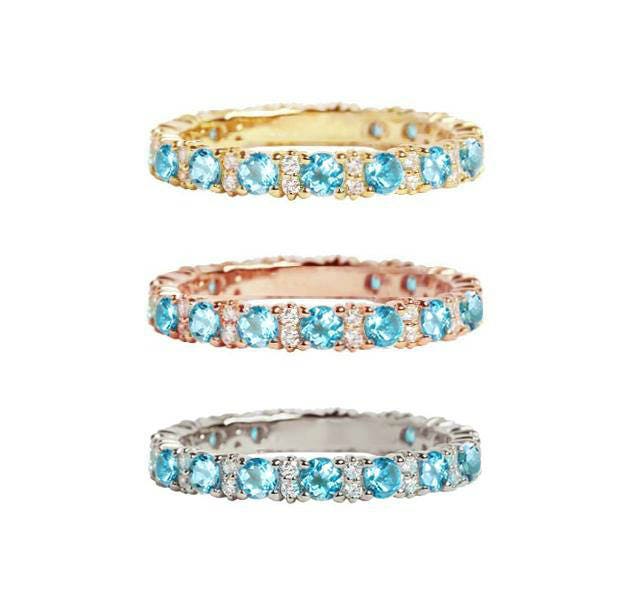 Blue Topaz Eternity Ring. Stacking Ring. Topaz Ring. Stackable | Etsy