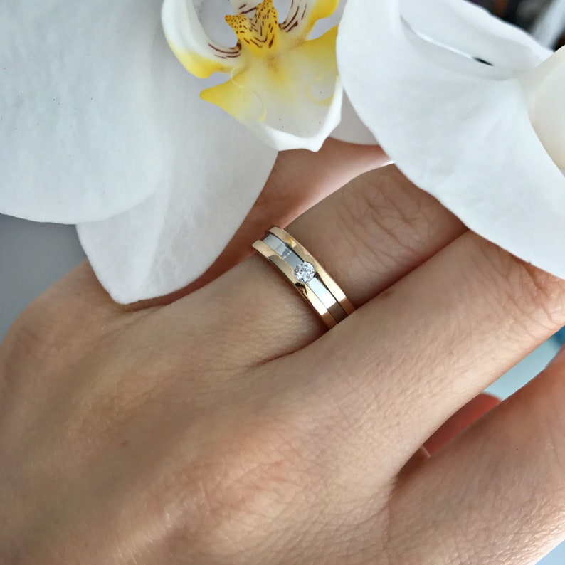 Matching Wedding Bands Set. Couple Wedding Rings. Two-tone - Etsy