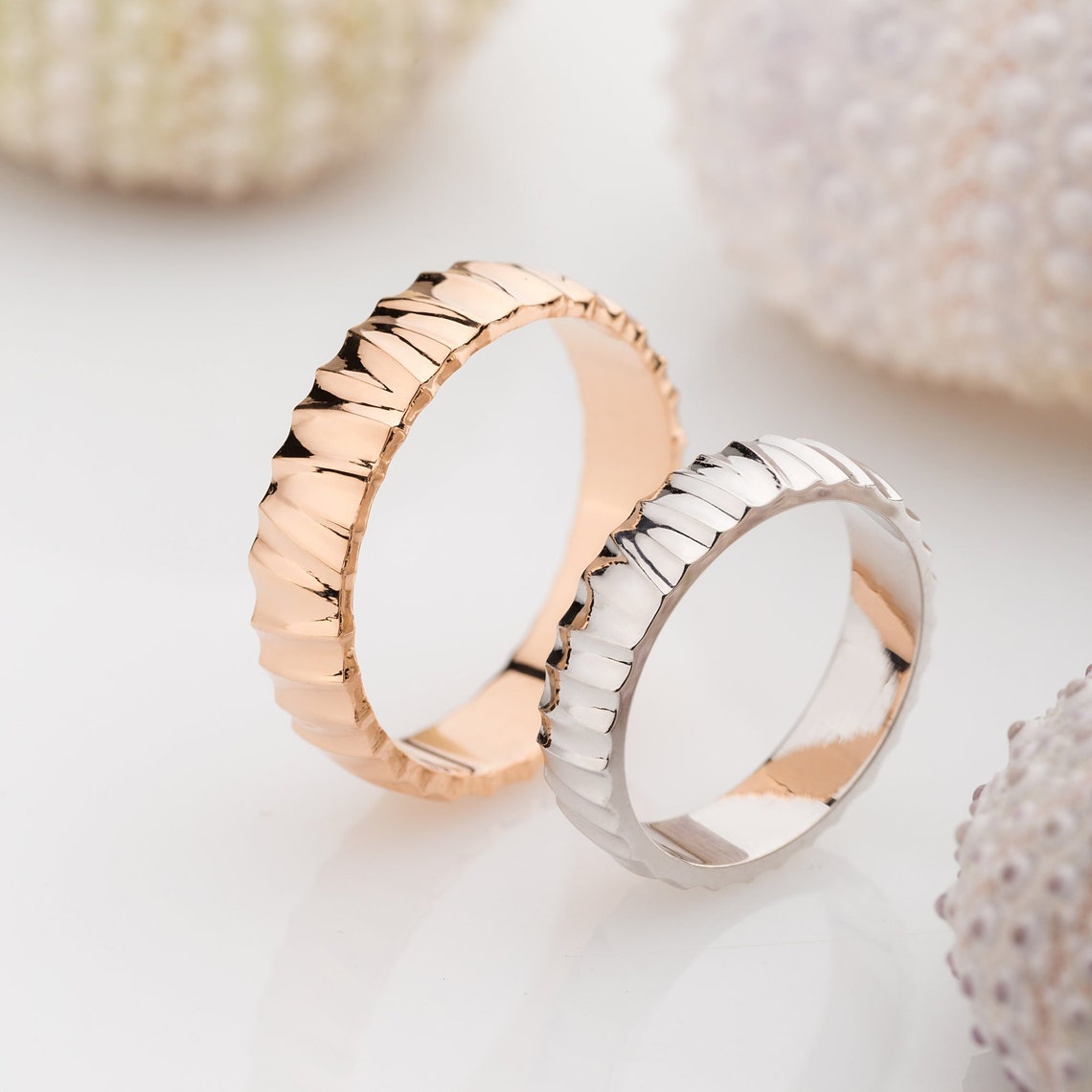 Solid Gold Wedding Rings. Unique Wedding Rings. Matching Rings - Etsy