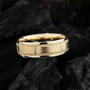 Gold Wedding Band for Men. Wide Wedding Ring. Heavy Wedding Band Made ...