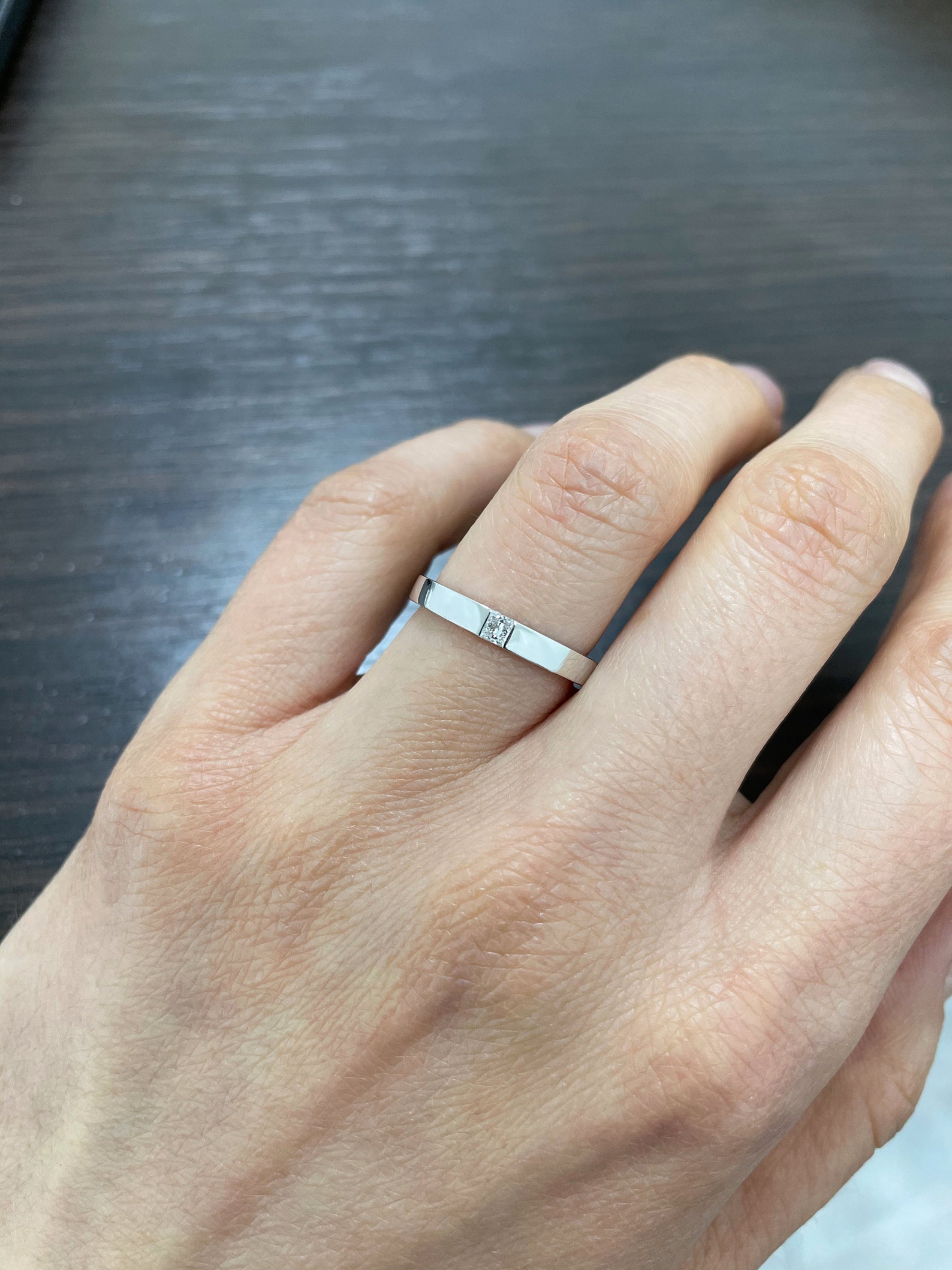 Plain Gold Wedding Bands With Princess Cut Diamond. Couple | Etsy