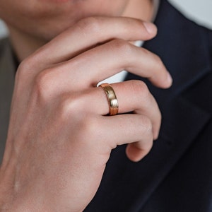 Mens Wedding Ring Solid Gold. Matte Gold Band. Mens Gold Ring. Male ...