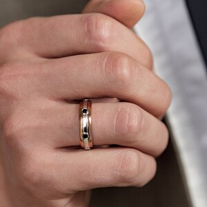 Two-tone Matching Wedding Bands With Black and White Diamonds. Unique ...
