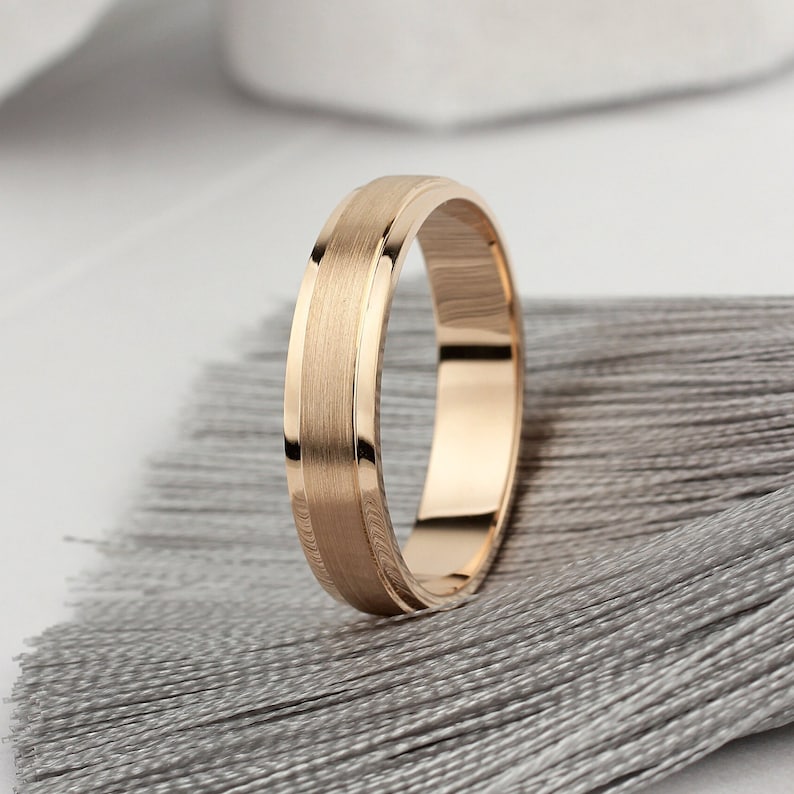 Mens Wedding Band 5mm. Matte Gold Wedding Band for Men. Mens | Etsy