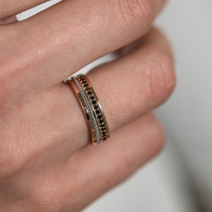 Gold Wedding Rings Set With Black and White Diamonds. Unique Wedding ...