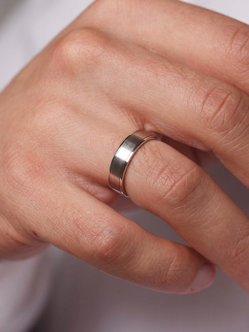 Mens Wedding Ring Made of Solid 14k Gold. White Gold Wedding - Etsy