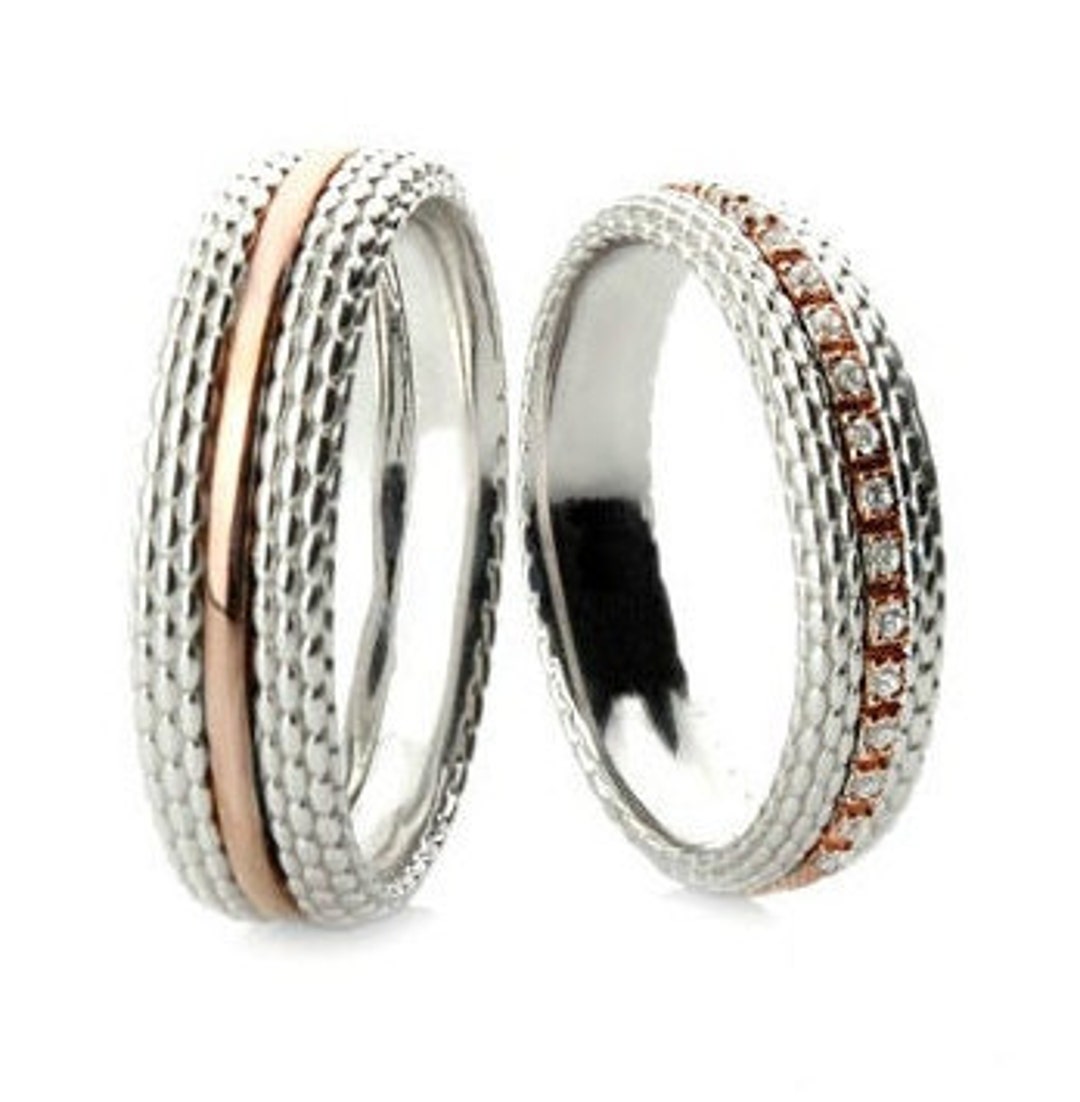 Wedding Bands Set. Gold Wedding Rings. Mens Wedding Band. Womens ...