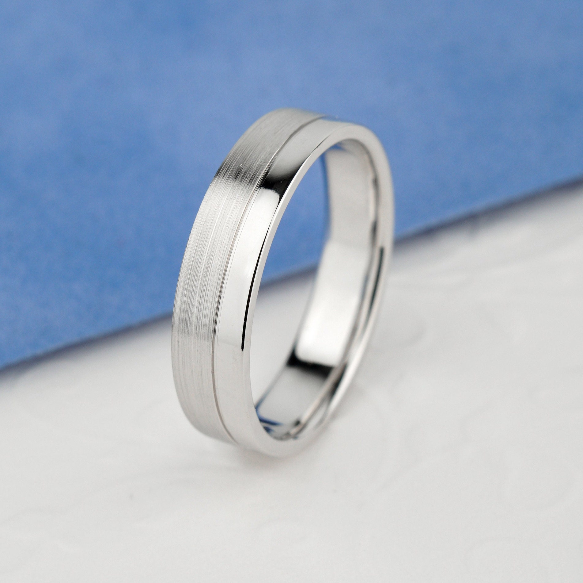 Mens Wedding Ring. Mens Wedding Band White Gold. 14k Gold Ring - Etsy