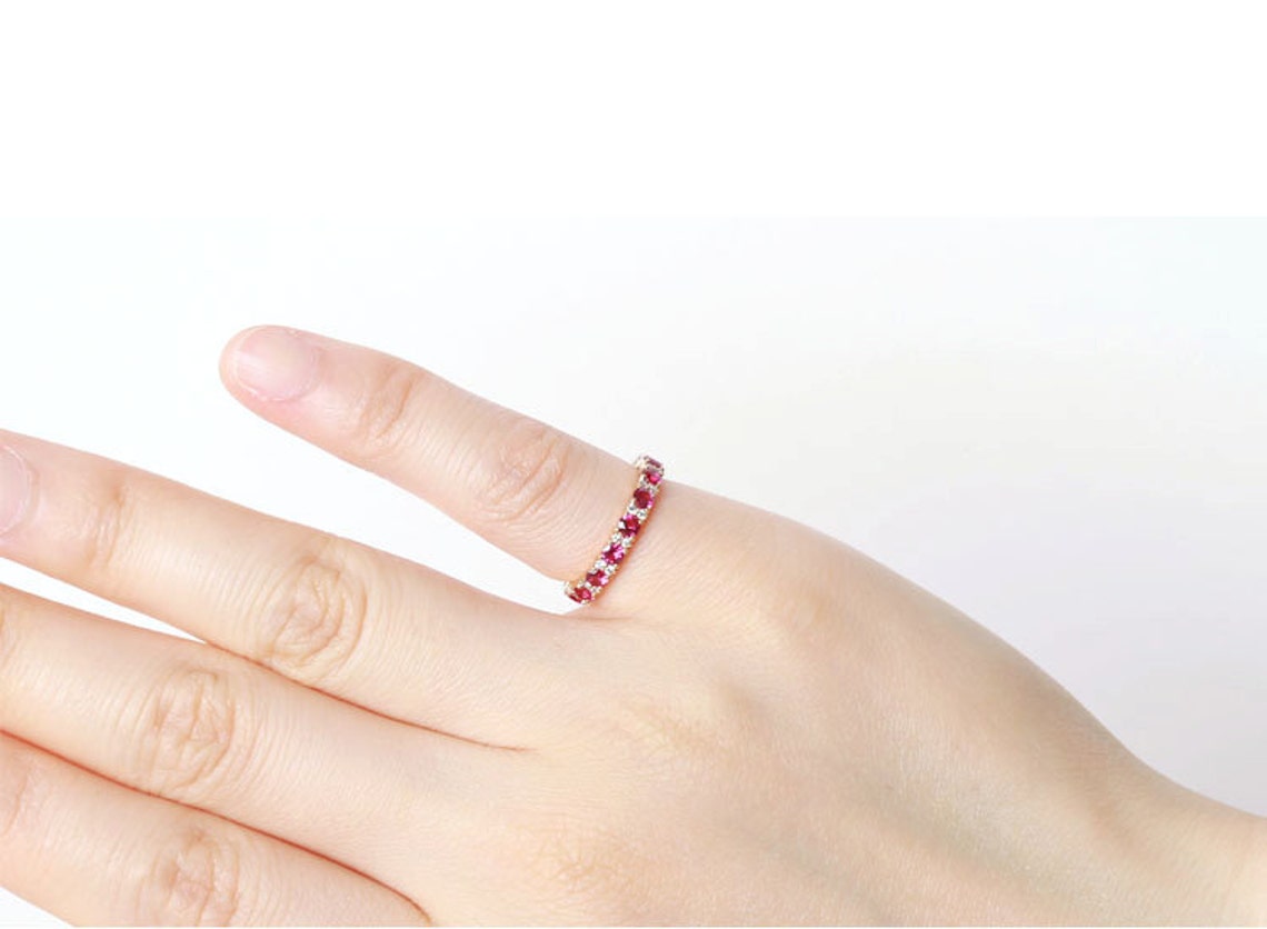 Ruby and Diamond Eternity Ring. Ruby Eternity Band.diamond - Etsy