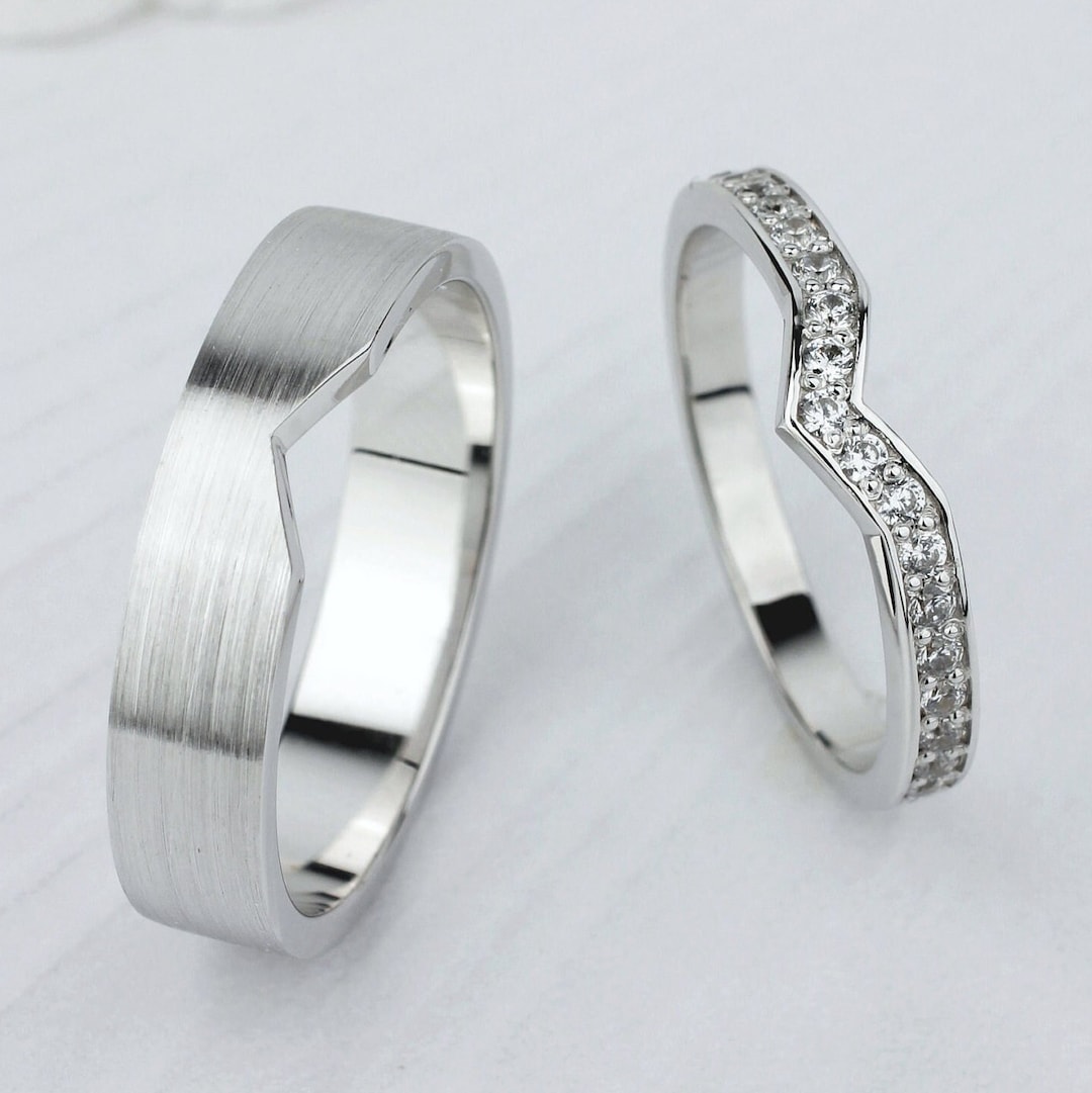 Matching Wedding Rings Set. Couple Wedding Bands. Gold Wedding Bands ...