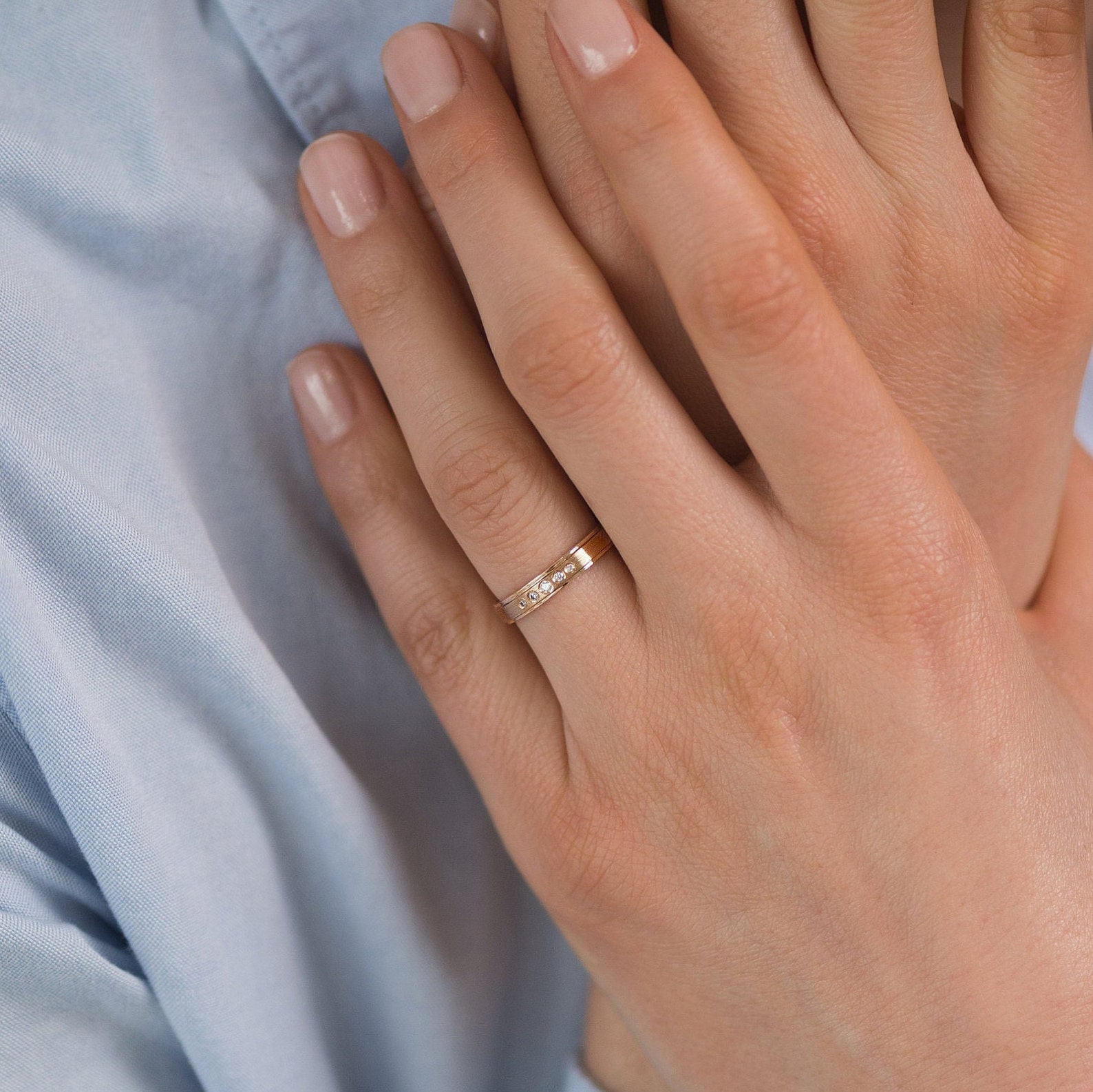 Rose Gold Wedding Rings Set With Diamonds. His and Hers - Etsy