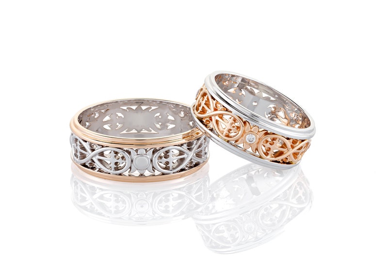 Matching Wedding Rings Set With Infinity Sign. Unique Wedding - Etsy