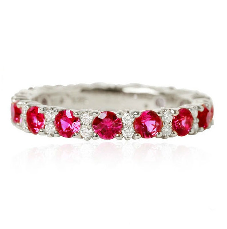 Ruby and Diamond Eternity Ring. Ruby Eternity Band.diamond - Etsy
