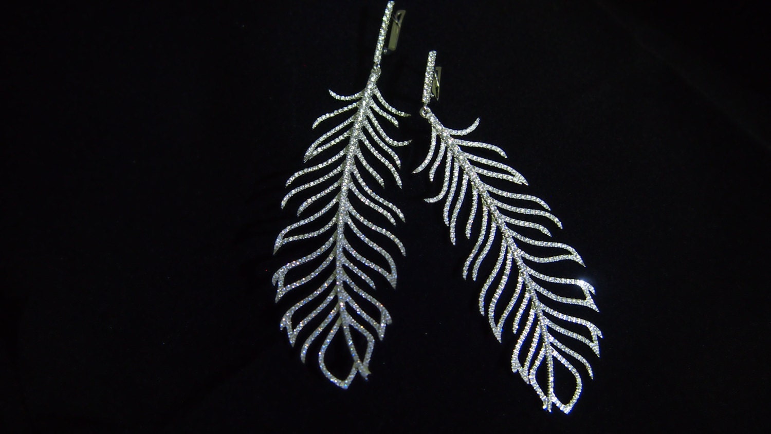 14k Gold Feather earrings. Gold earrings. Statement earrings. | Etsy