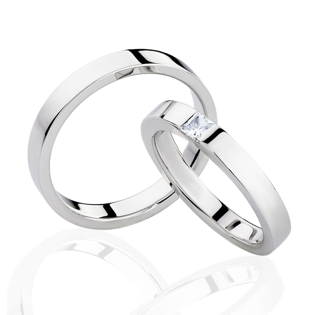 Simple White Gold Wedding Bands With Diamond. His and Hers Wedding ...