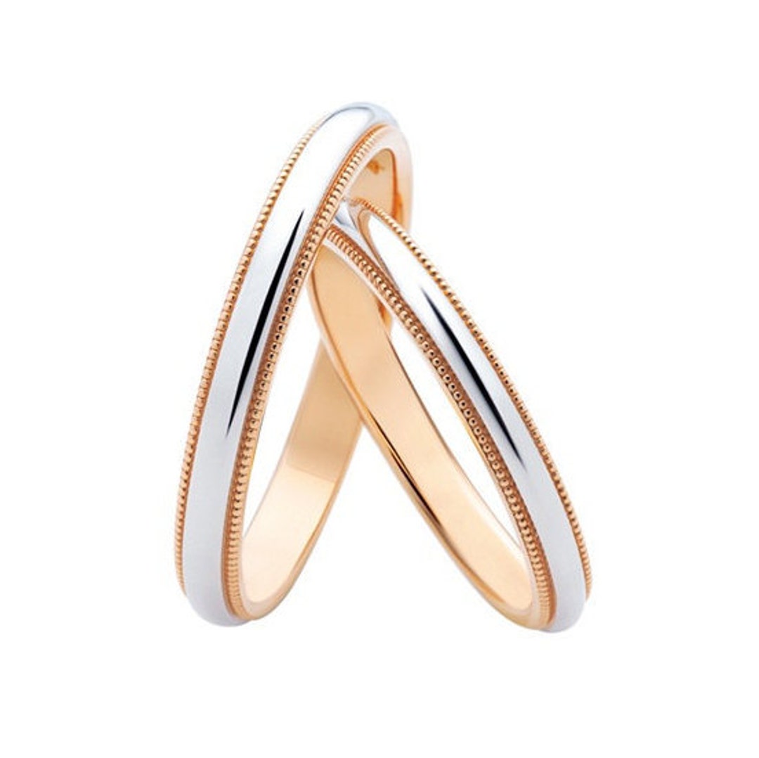 14k Gold Milgrain Wedding Bands. Gold Wedding Bands. Gold - Etsy