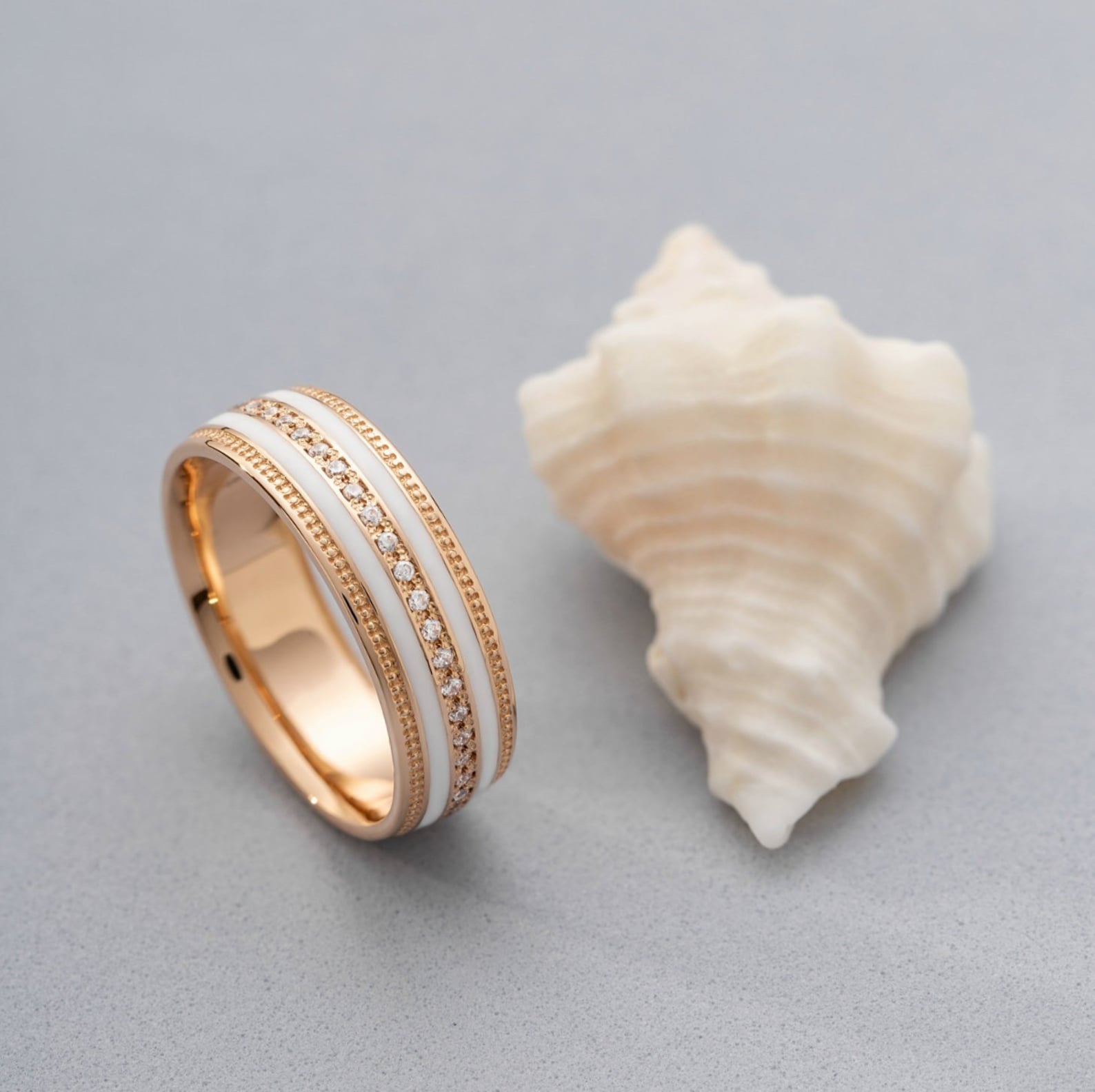 Rose Gold Wedding Band With Natural Diamonds. Womens Wedding - Etsy