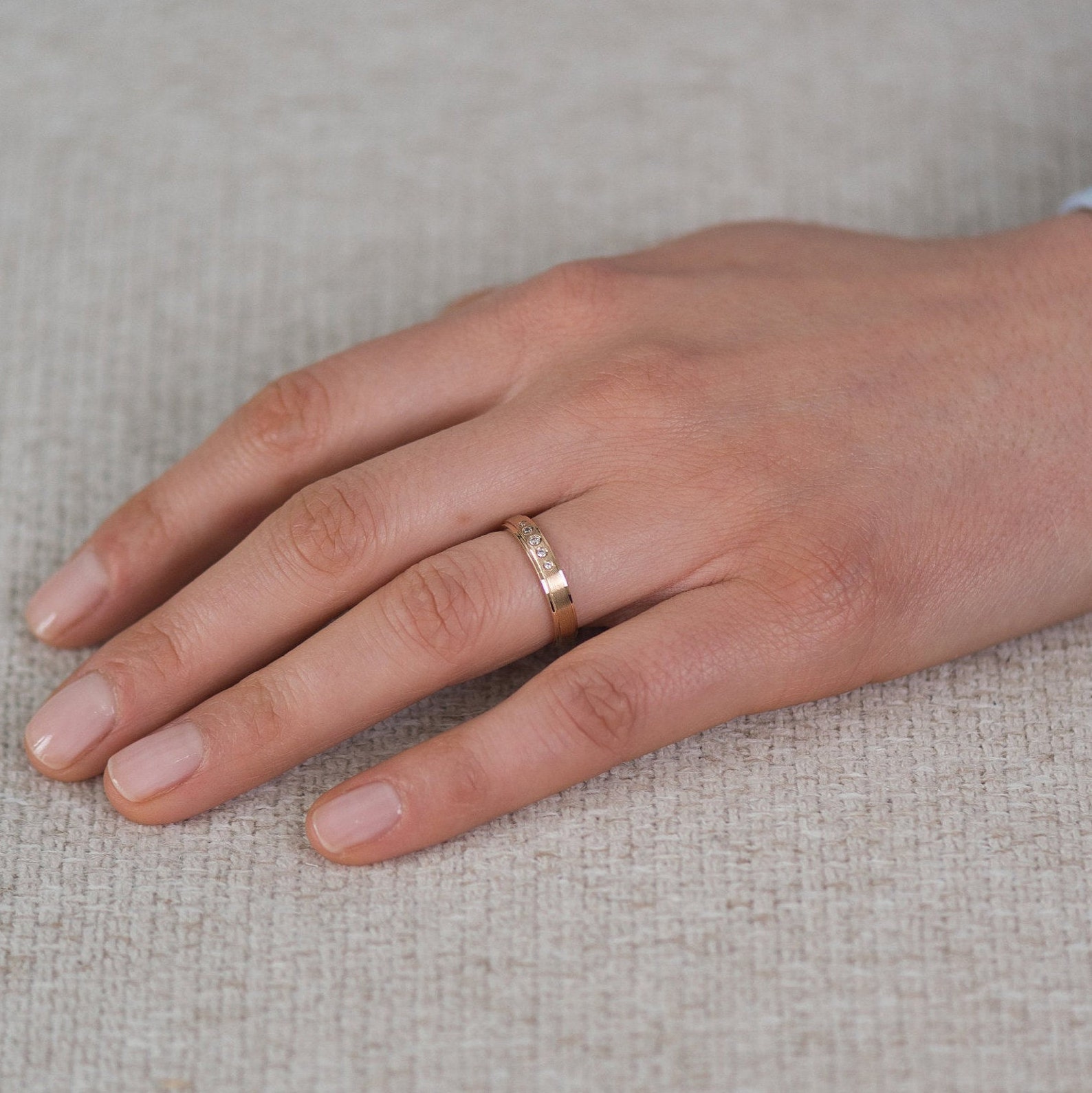 Rose Gold Wedding Rings Set With Diamonds. His and Hers - Etsy