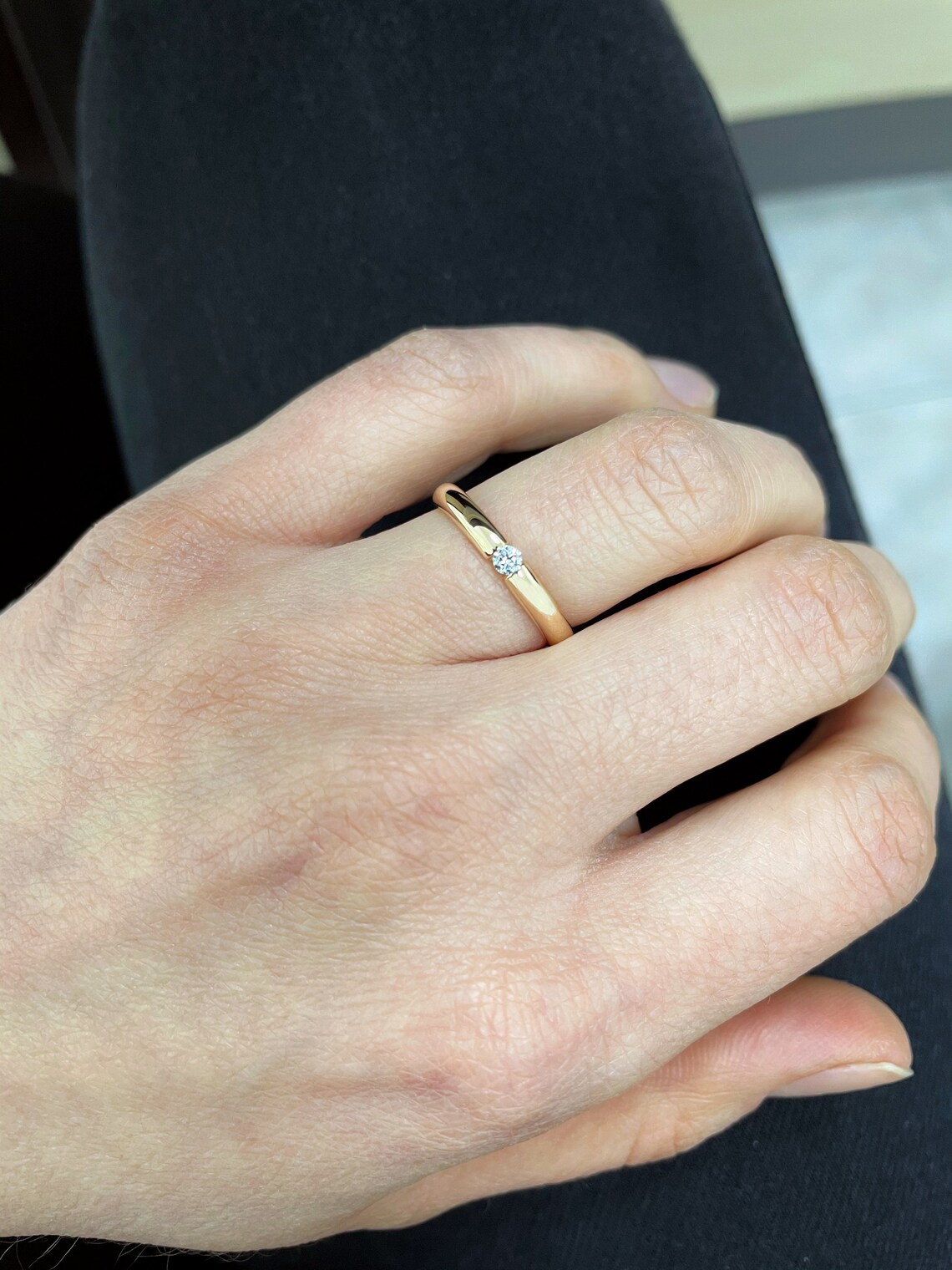 Simple Gold Wedding Rings With Diamond in Her Ring. Classic - Etsy