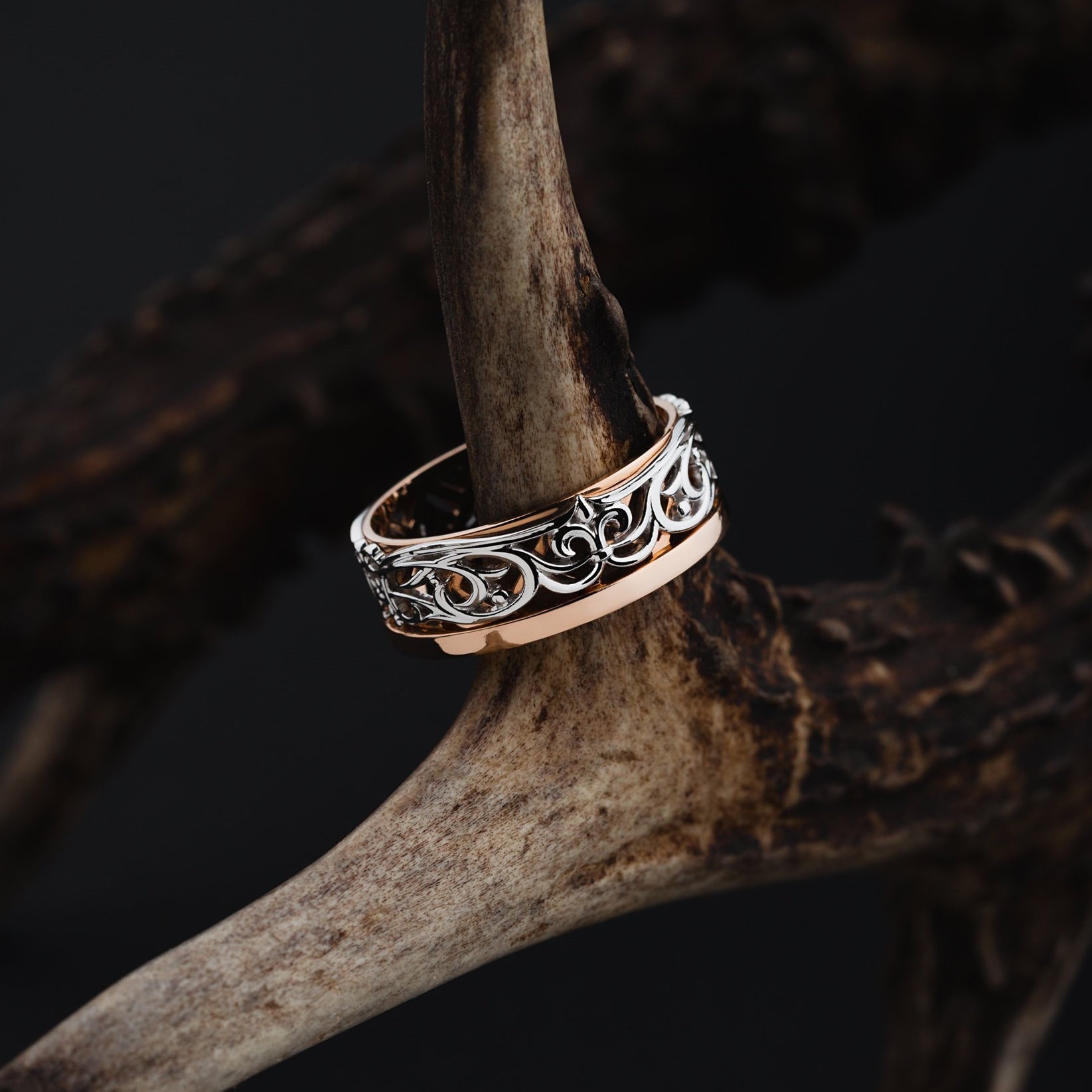 Vintage style wedding ring. Gold wedding ring. Floral wedding | Etsy