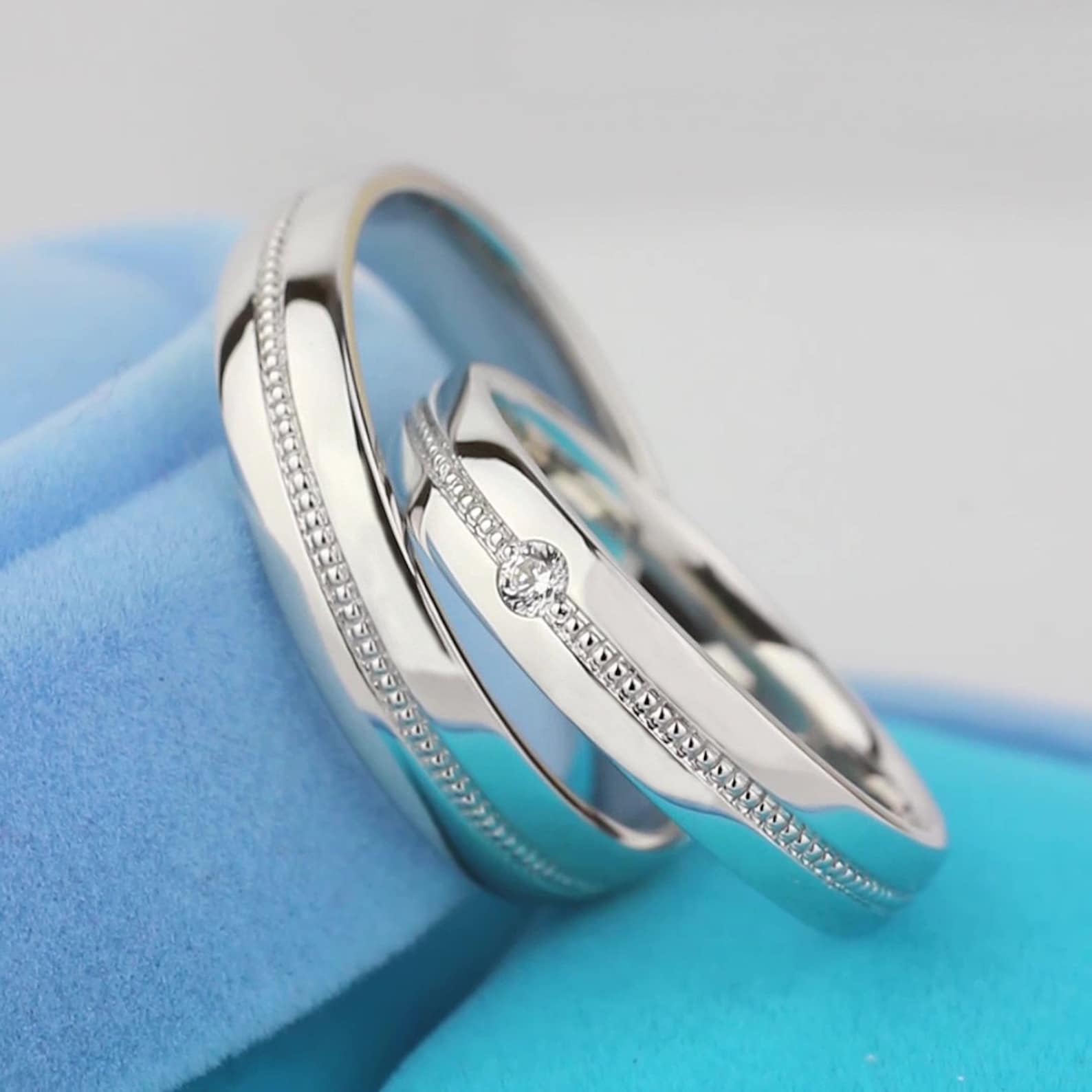 White Gold Wedding Bands Set. Matching Wedding Bands. Couple - Etsy