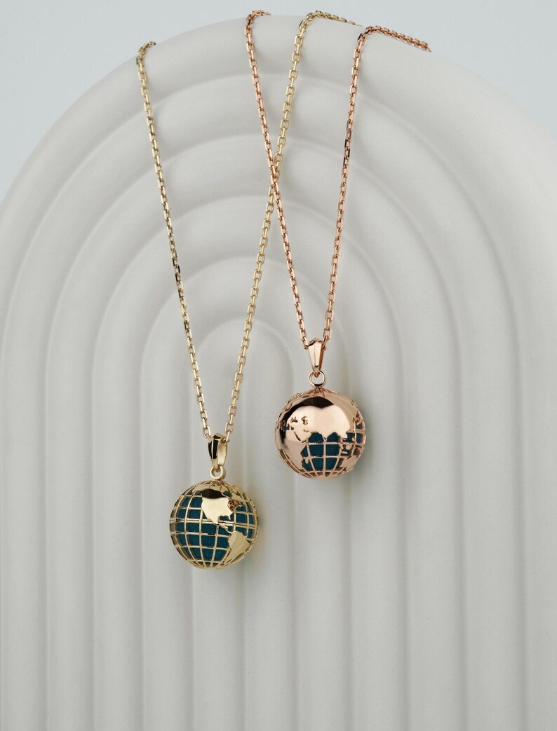 Unique Gold Pendant With World Map. Globe Pendant, Travel Gift. World ...