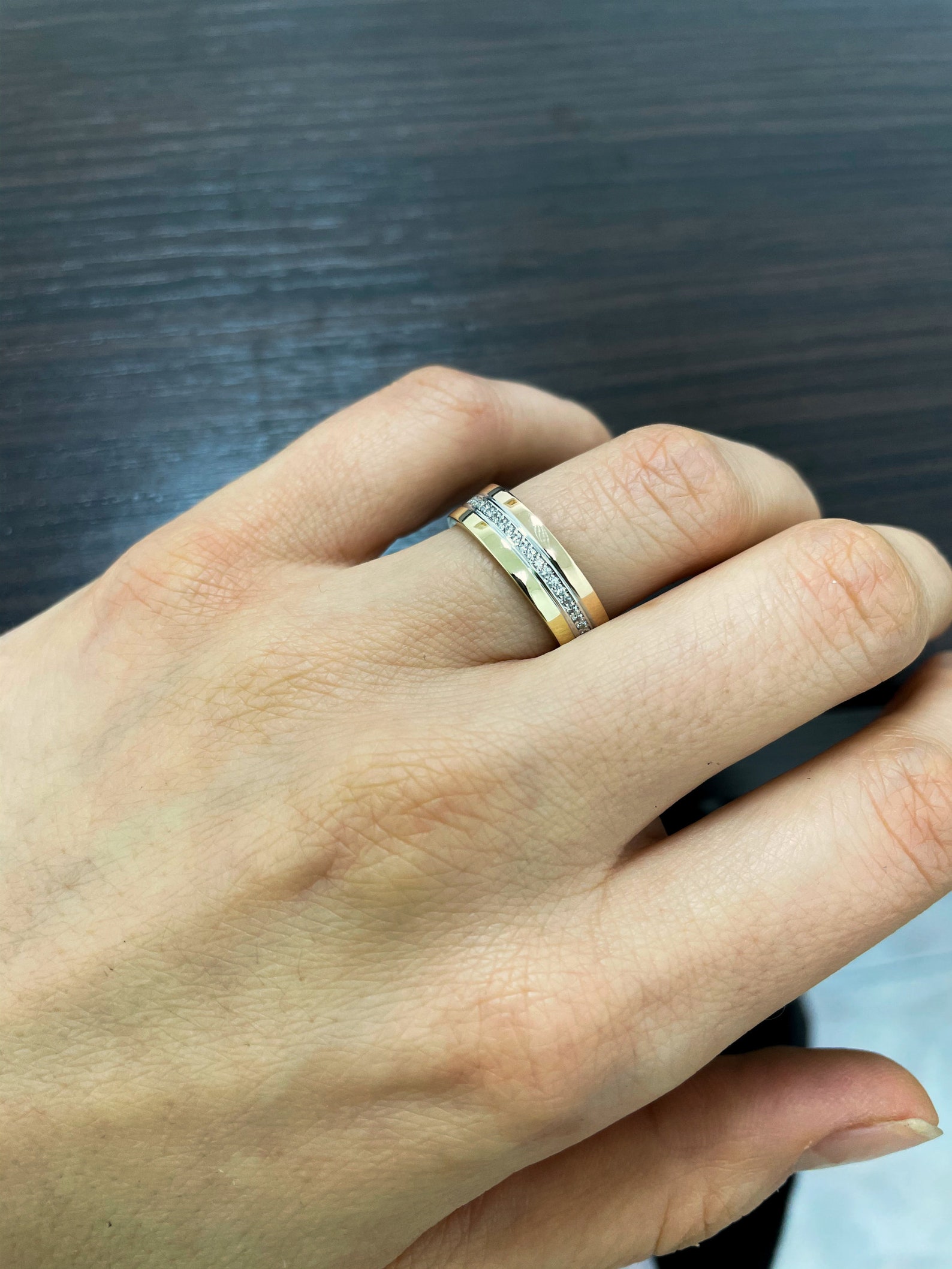 Tricolor Wedding Bands. His and Hers Wedding Bands Set Made of Three ...