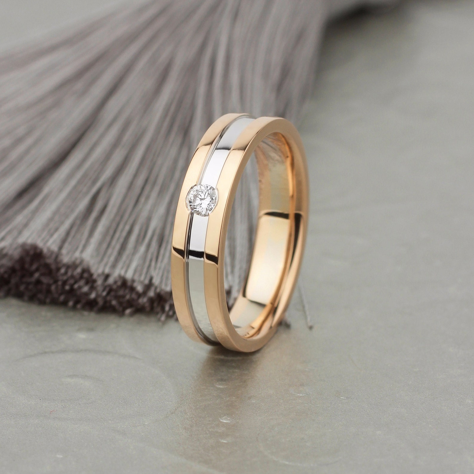 Matching Wedding Bands Set. Couple Wedding Rings. Two-tone - Etsy