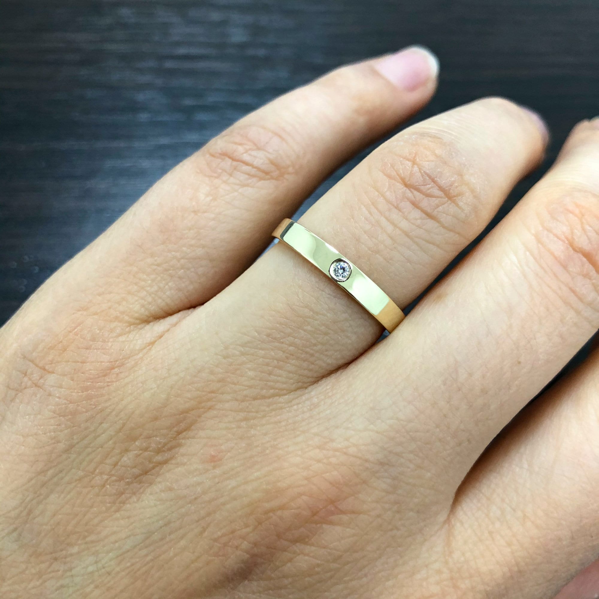 Simple Gold Wedding Ring With Diamond. Minimalist Ring for | Etsy