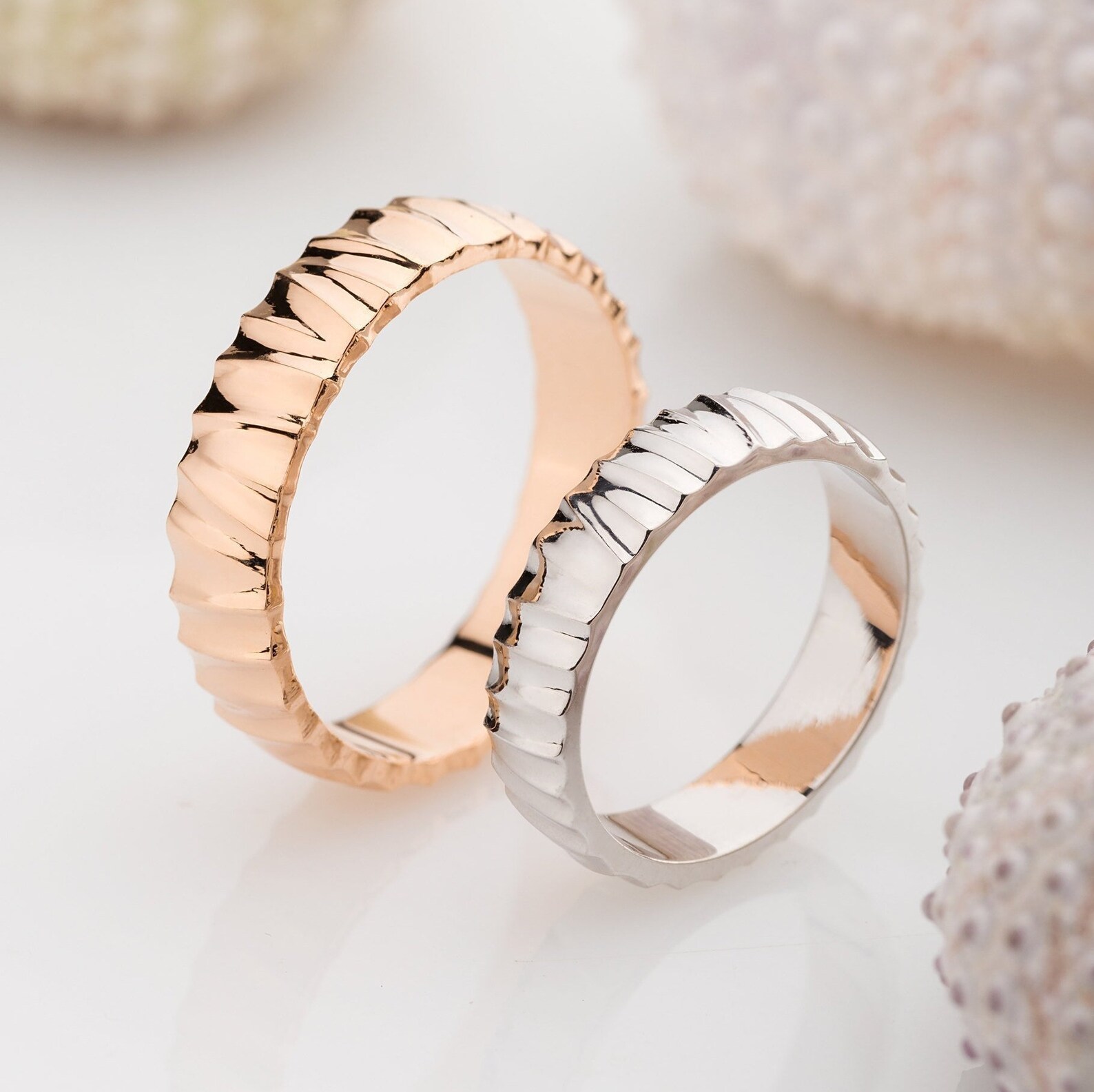 Solid Gold Wedding Rings. Unique Wedding Rings. Matching Rings - Etsy