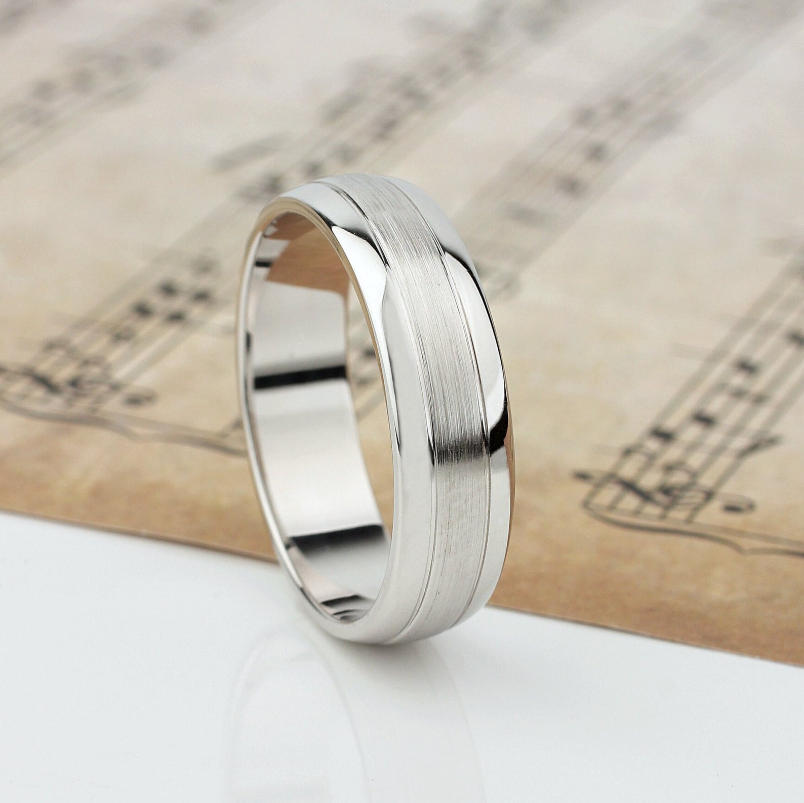 Mens Wedding Band Solid Gold. Matte Gold Ring for Him. 14k Gold Men's ...