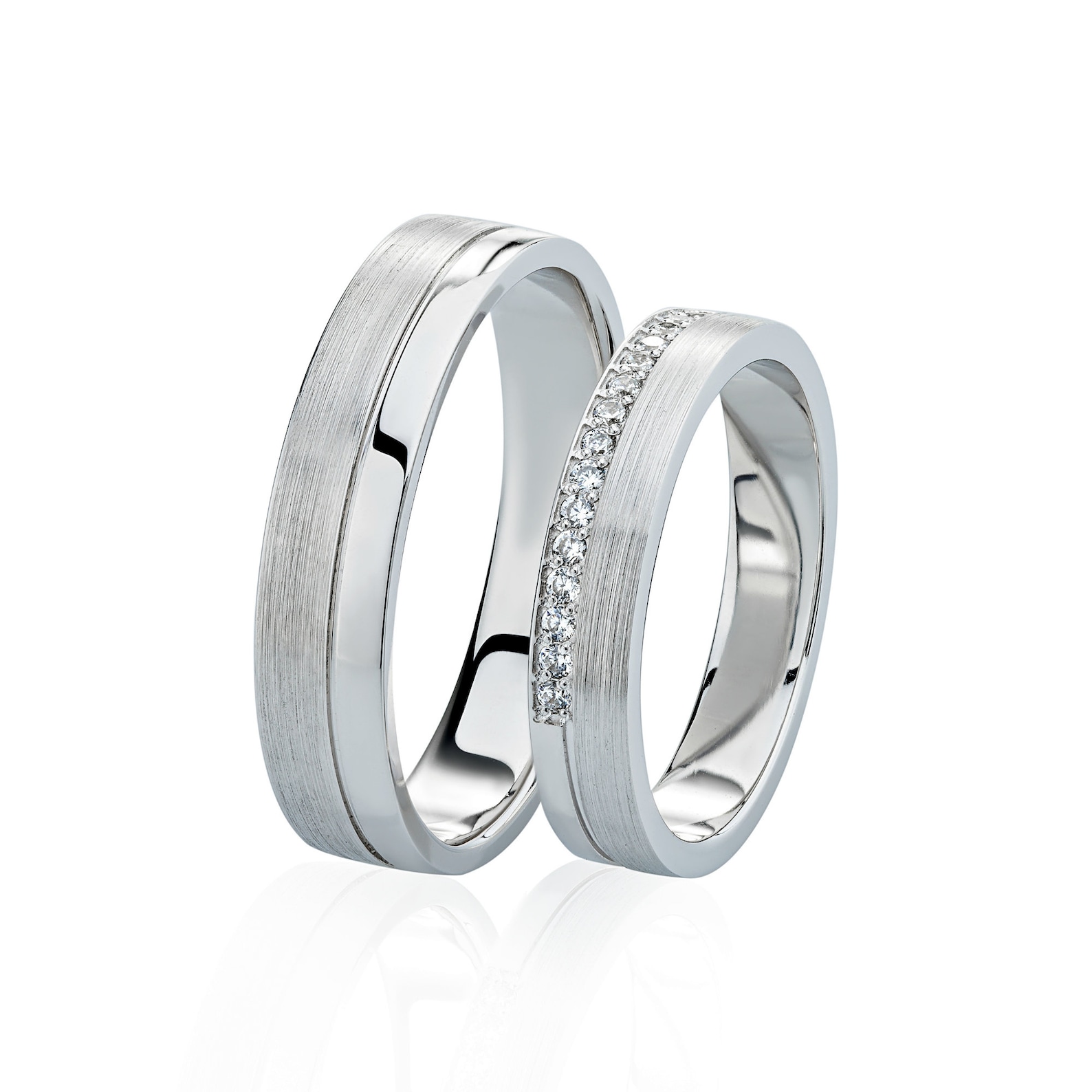 White Gold Wedding Bands With Diamonds. Matching Wedding | Etsy