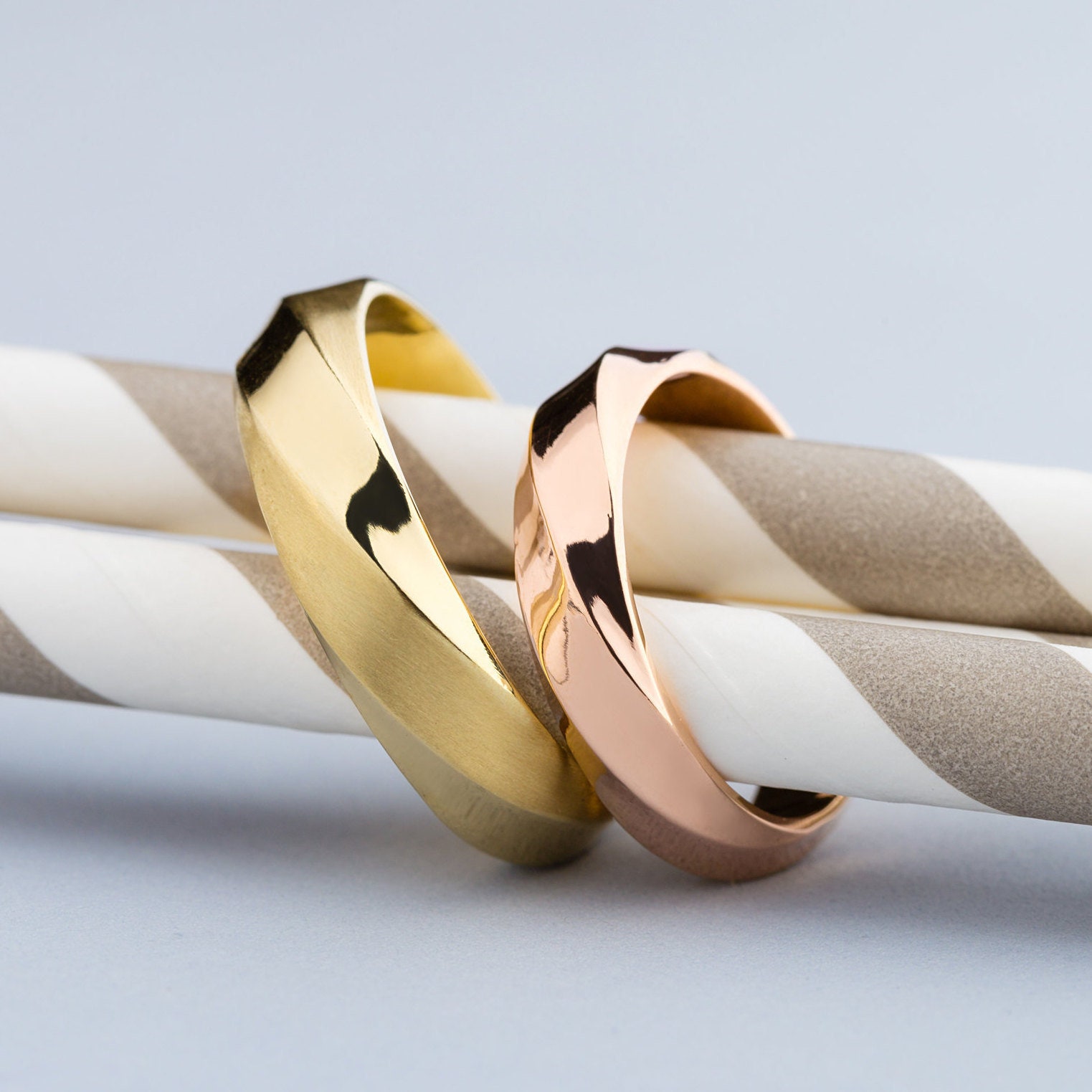 Twisted Wedding Bands Made of Solid 14k Gold. His and Hers - Etsy
