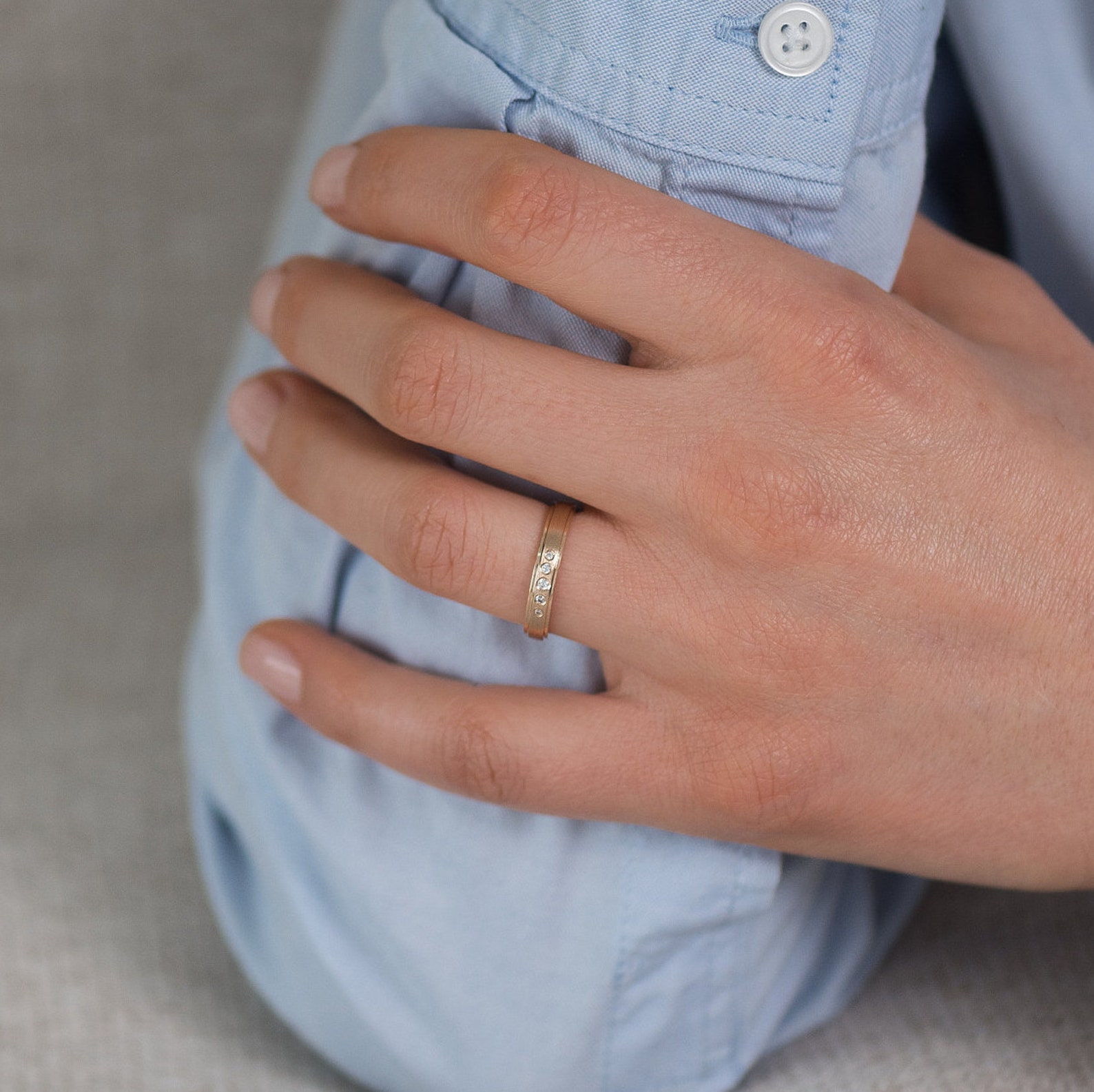 Rose Gold Wedding Rings Set With Diamonds. His and Hers | Etsy