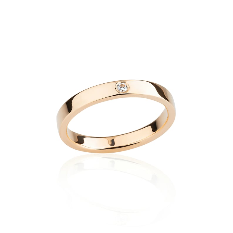 Simple Gold Wedding Ring With Diamond. Minimalist Ring for | Etsy