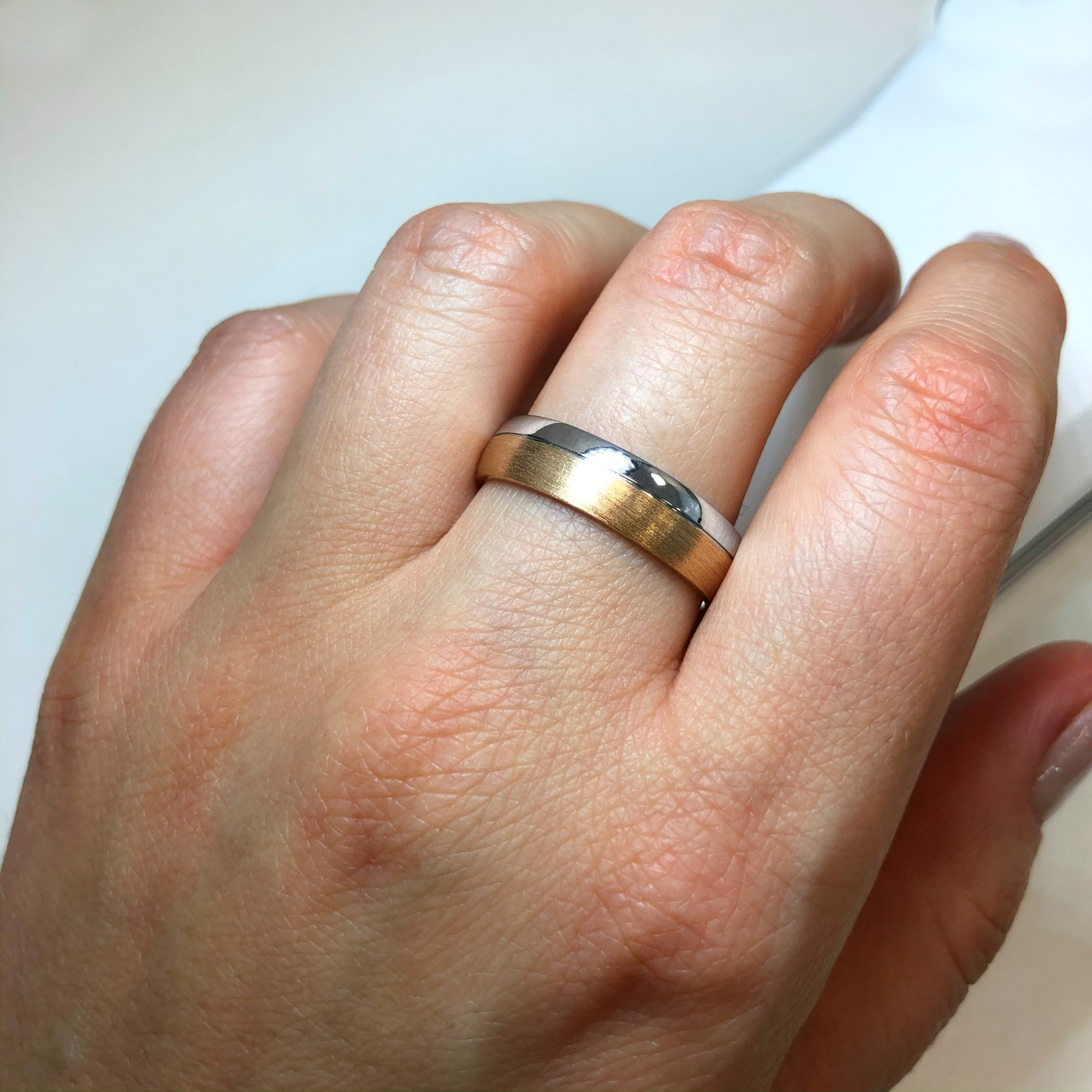 4mm 6mm Sterling Silver 24K Gold Keum Boo Ring Set, OOAK, 56% OFF