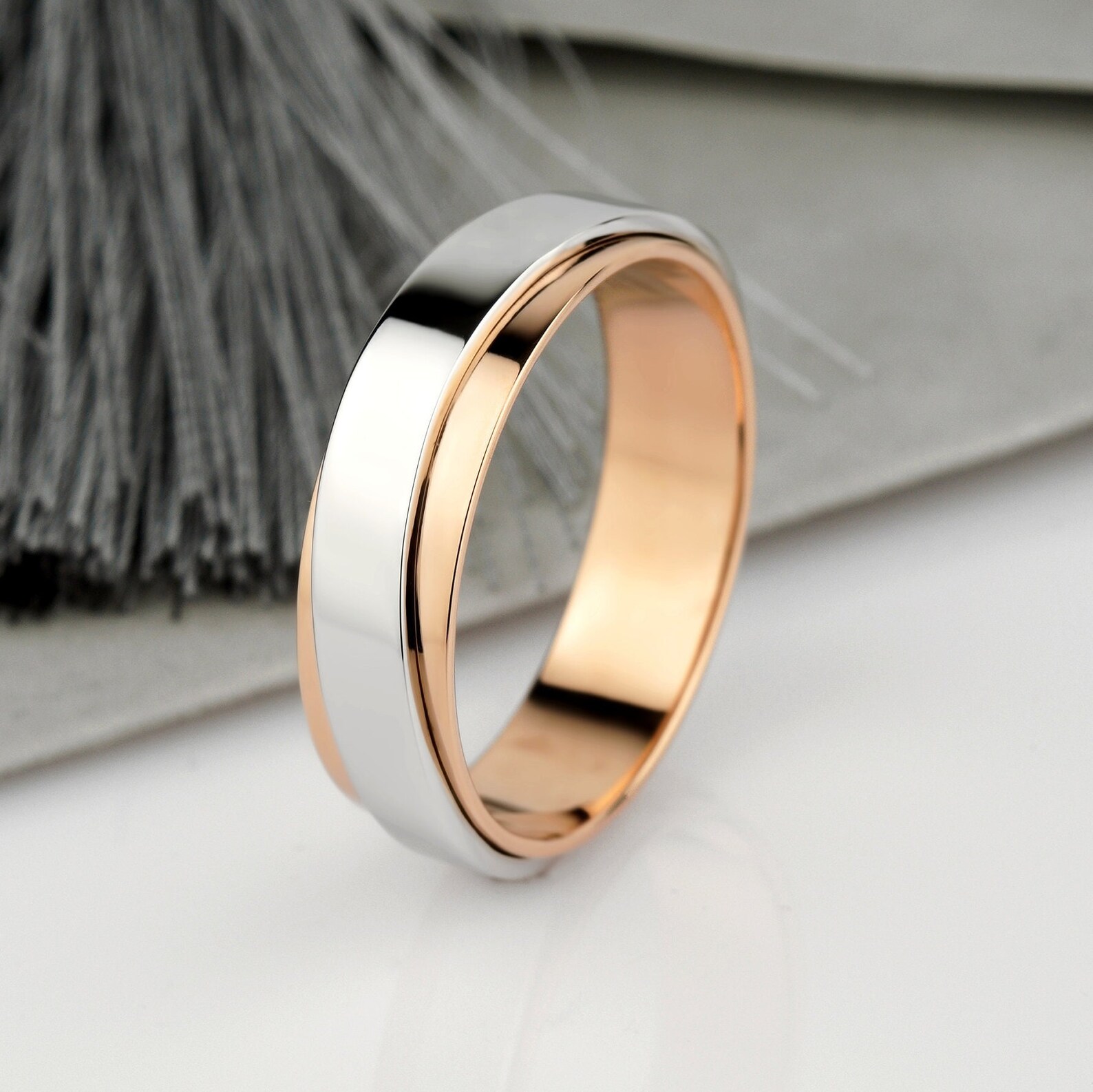 Matching Wedding Bands Made of Two Colors of Gold. Couple | Etsy