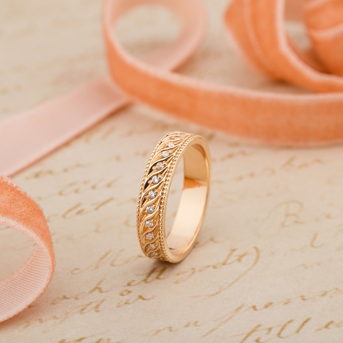 Unique Wedding Ring. Gold Wedding Band. Womens Wedding Bands. Wedding ...