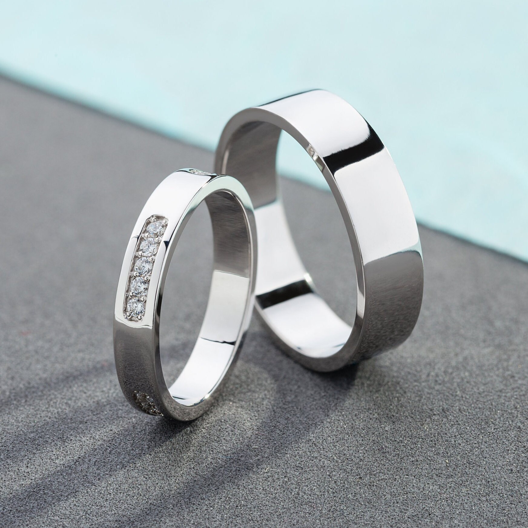 Simple Gold Wedding Bands With Diamonds. White Gold Wedding - Etsy