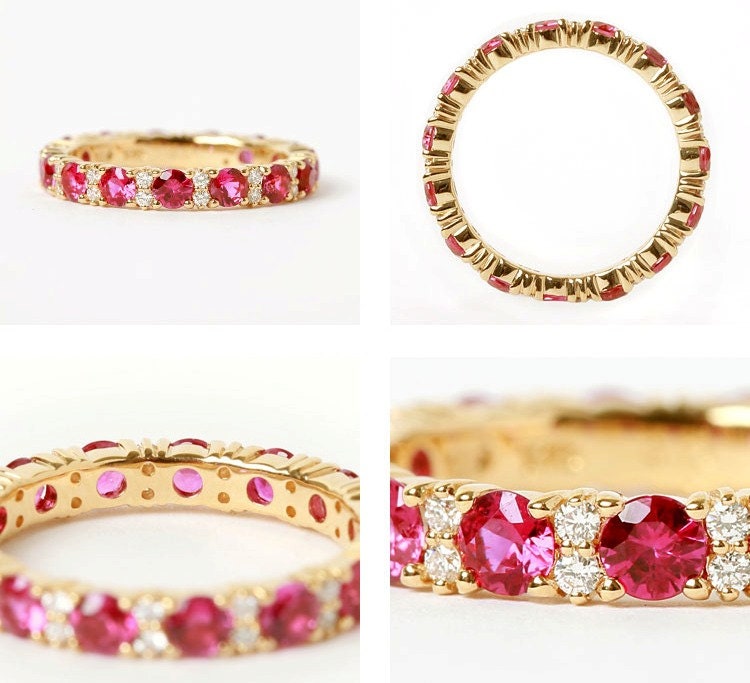 Ruby and Diamond Eternity Ring. Ruby Eternity Band.diamond Ring. Ruby ...