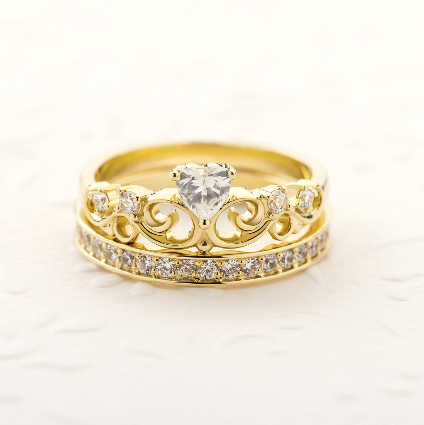 Bridal Rings Set. Crown Ring. Queen Ring. Princess Ring. | Etsy